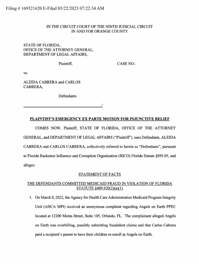 Lawsuit Against Aleida and Carlos Cabrera | PDF | Racketeer Influenced ...