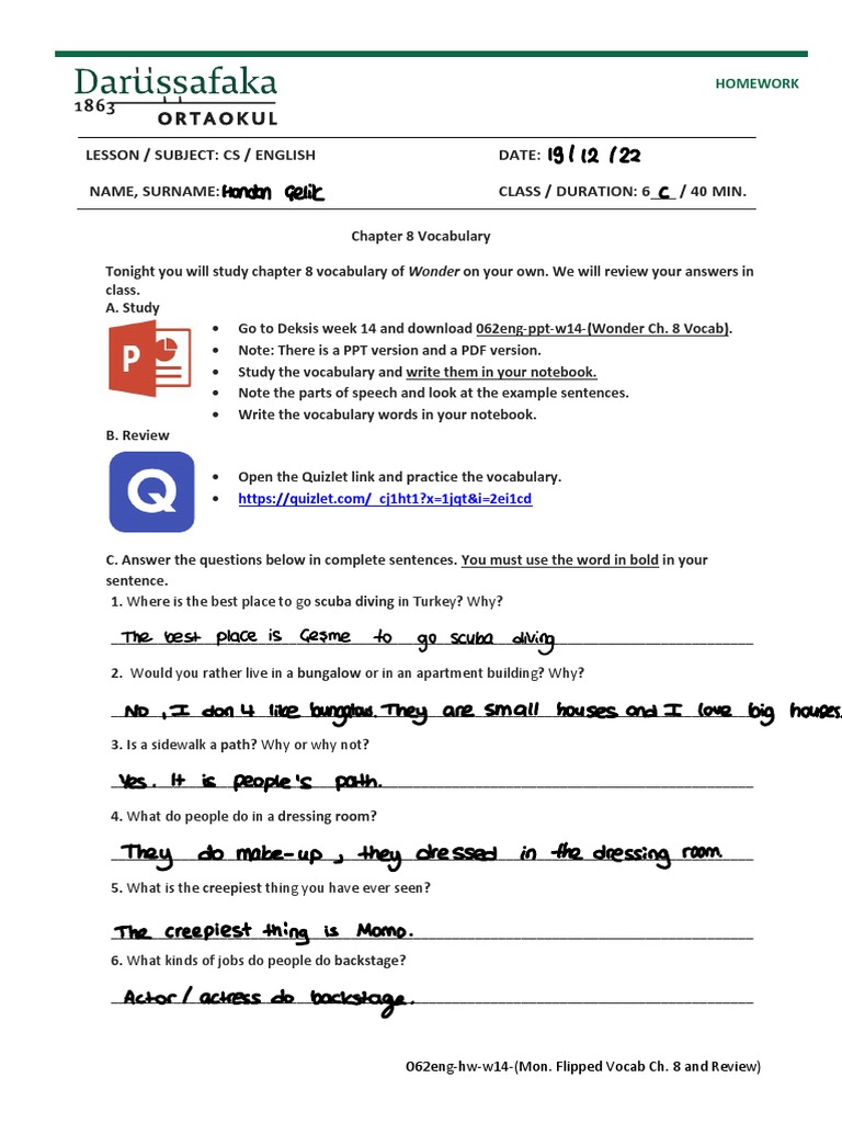 Chapter 8 Vocabulary Homework | PDF | Linguistics