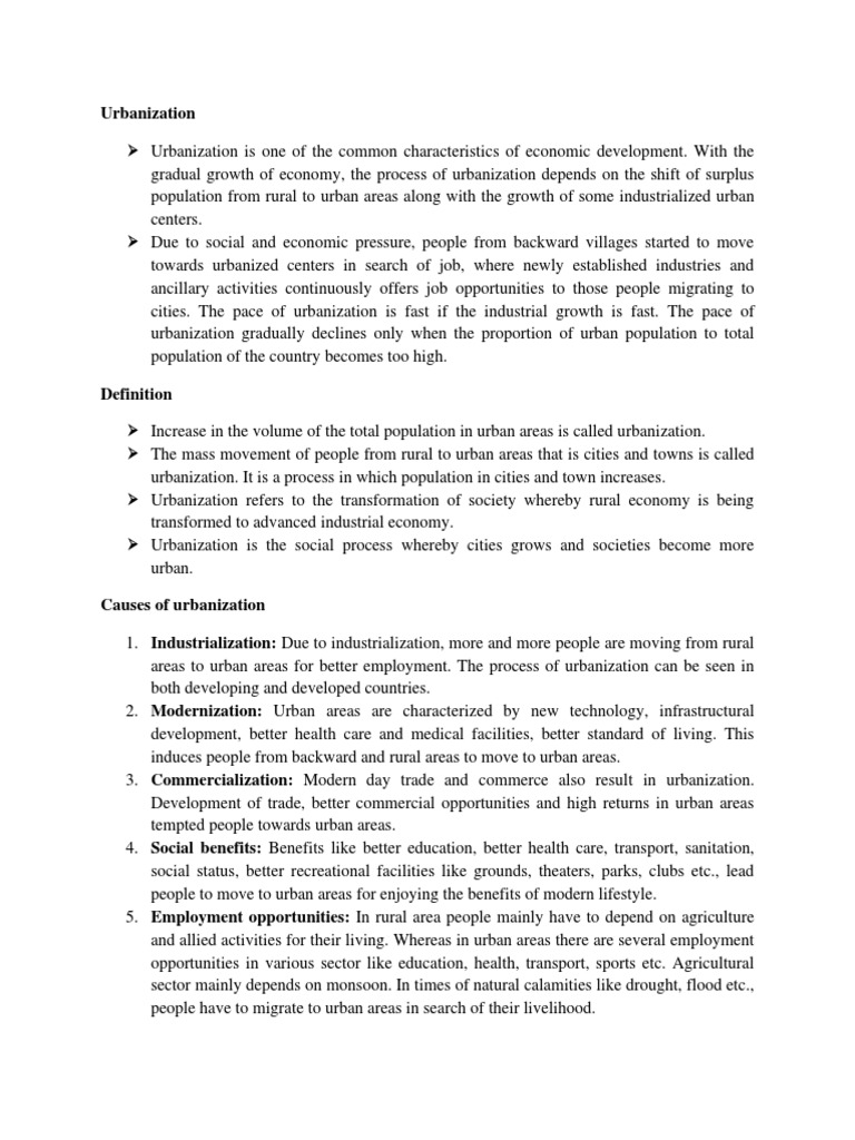 Urbanization And Industrialization Pdf Urbanization Industrialisation