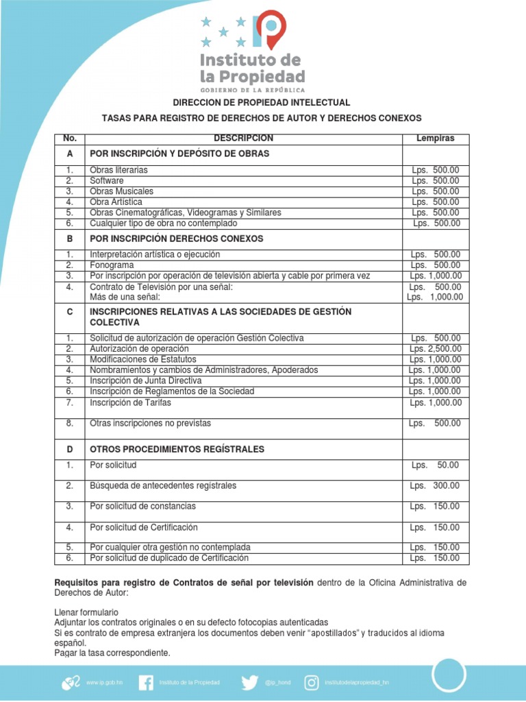 DIGEPIH-FDA-Tasas Vigentes Derechos de Autor | PDF | Obras intelectuales