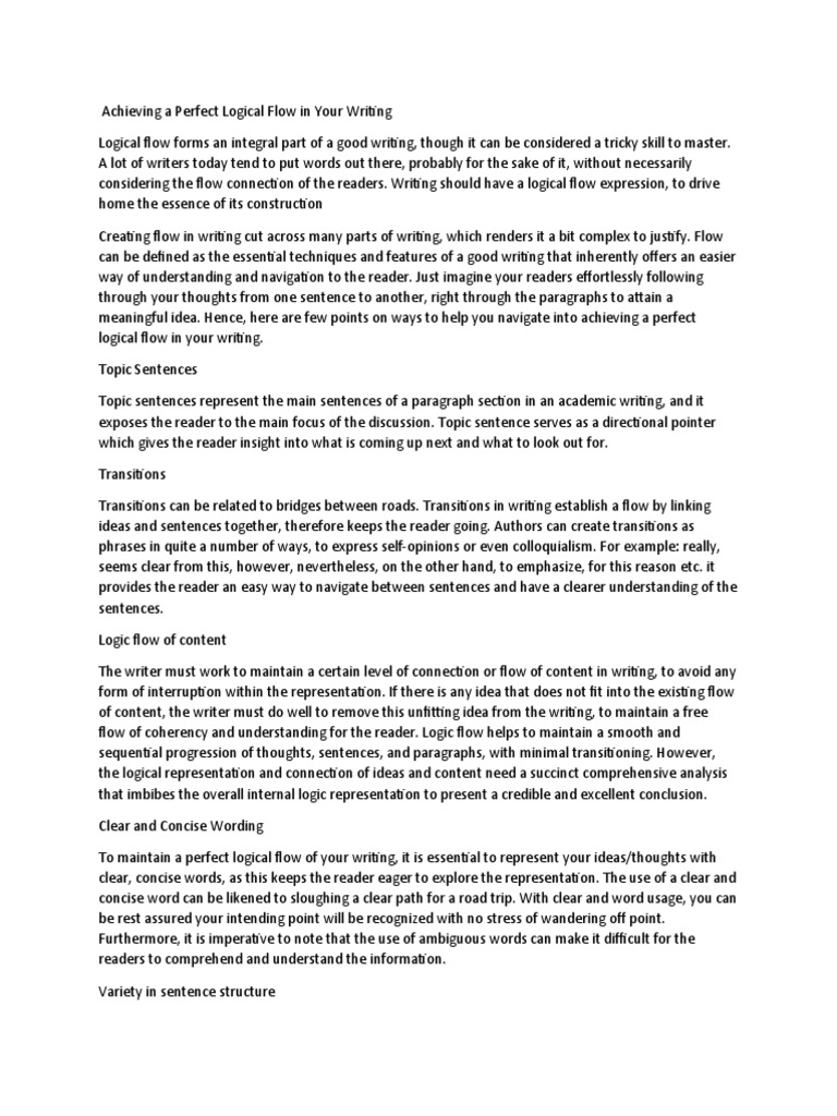 How To Achieve Perfect Logical Flow in Your Writing | PDF | Logic ...