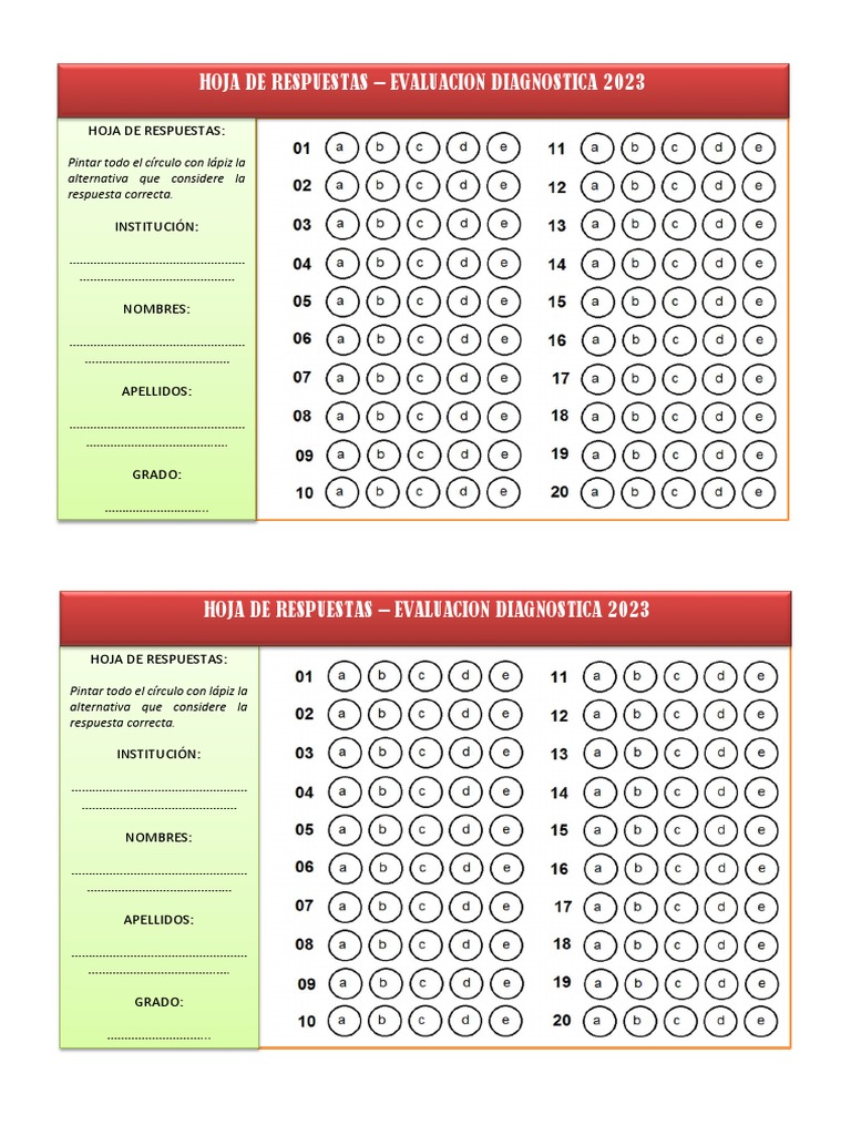 Hoja de Respuestas | PDF