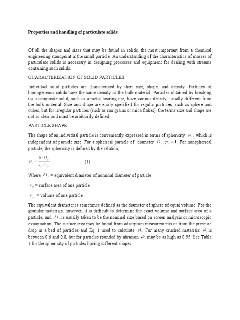 Properties and Handling of Particulate Solids | PDF
