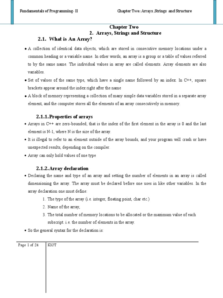 Chapter 2 Array And String Pdf String Computer Science Data Type