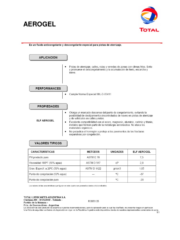 Ficha Técnica Aerogel | PDF