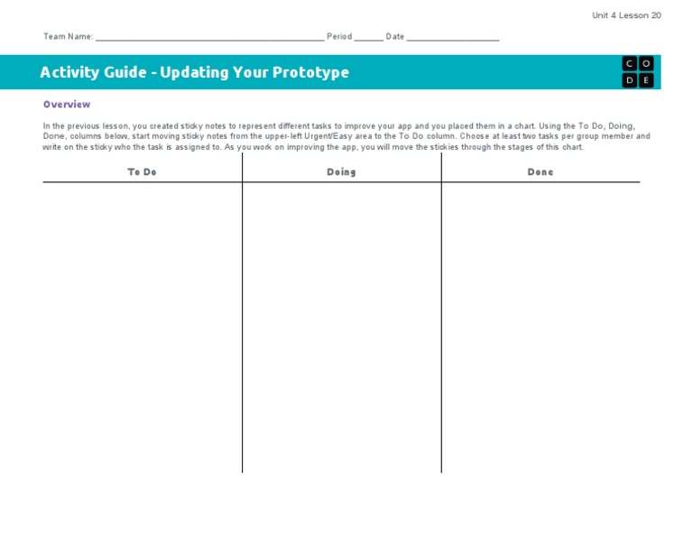 App Prototype Update Activity Guide | PDF