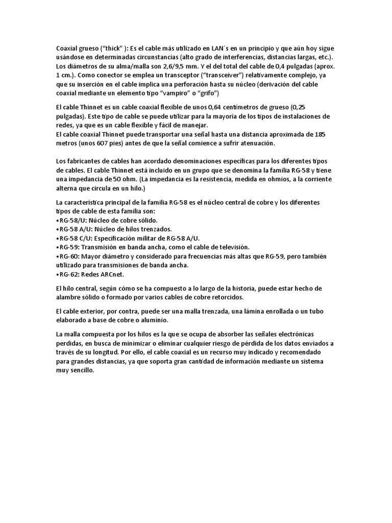 Cable Coaxial Grueso y Fino | PDF
