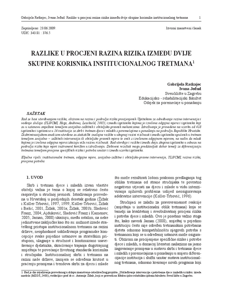 01 Gabrijela Ratkajec - Ivana Jedud - Razlike U Procjeni Razina Rizika ...