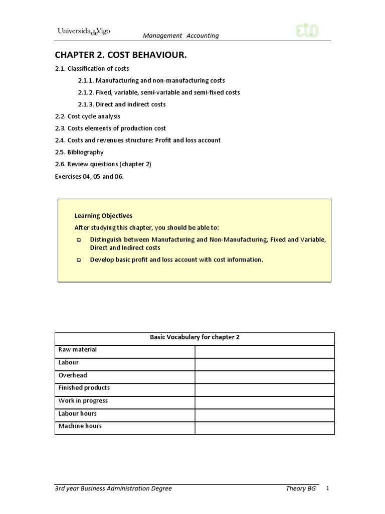 Chapter 02 COSTS Cost Behaviour | PDF | Cost | Cost Of Goods Sold