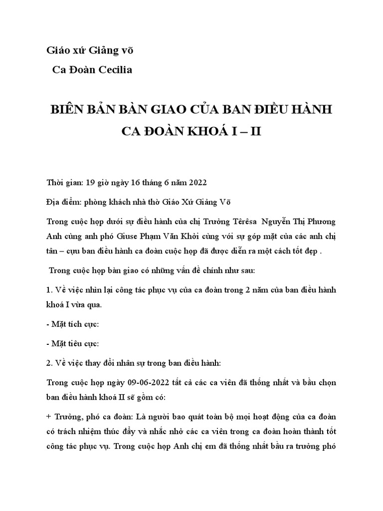 Biên bản bàn giao | PDF