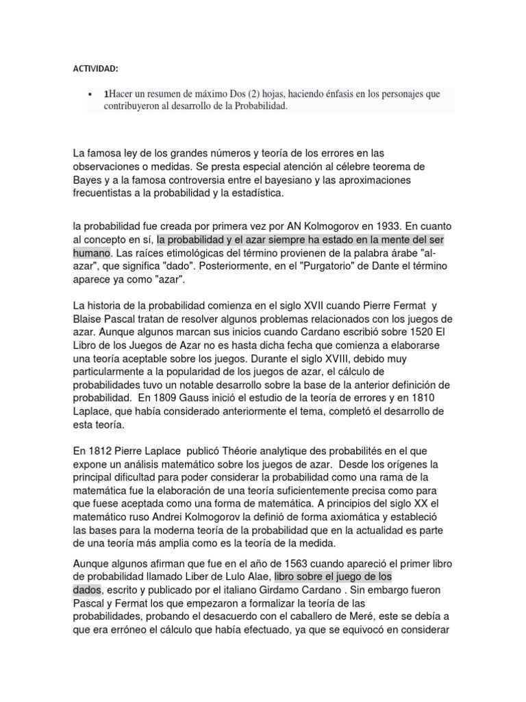 ACTIVIDAD 4 terminada | PDF | Probabilidad | Matemáticas