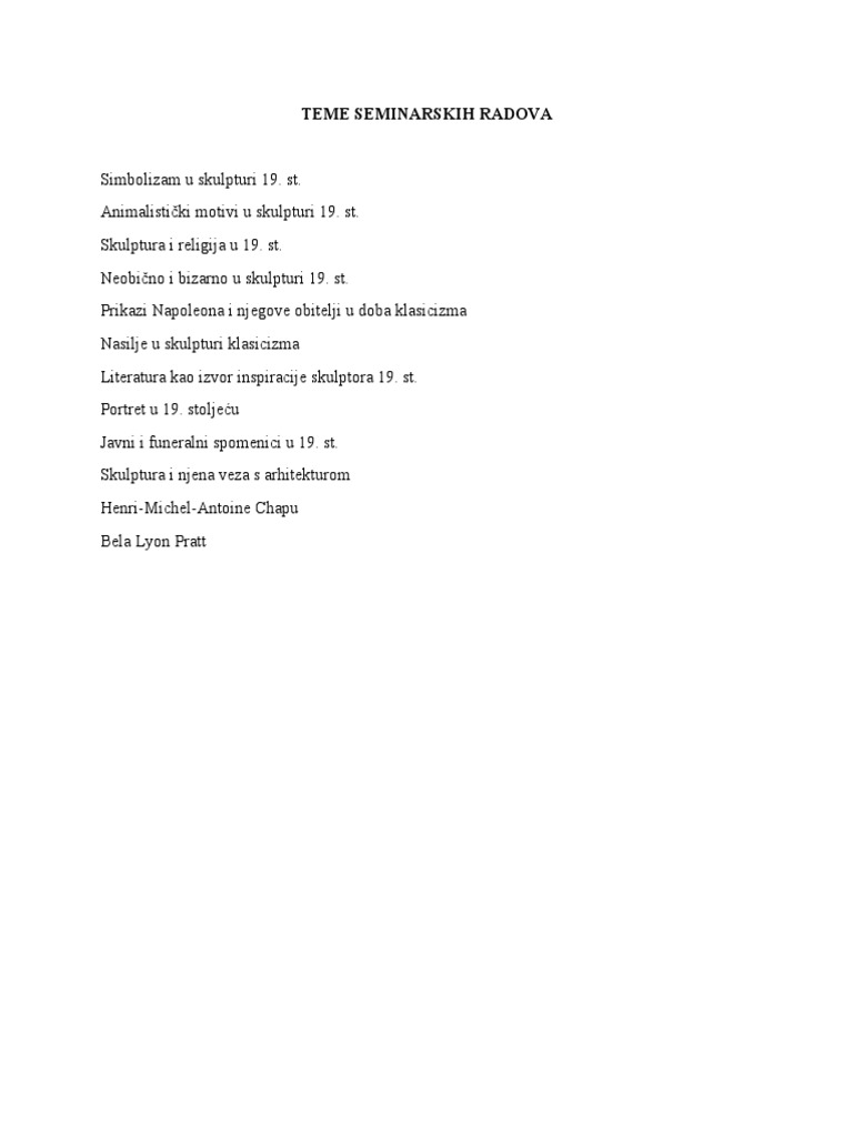 Teme Seminarskih Radova 2020 19 | PDF