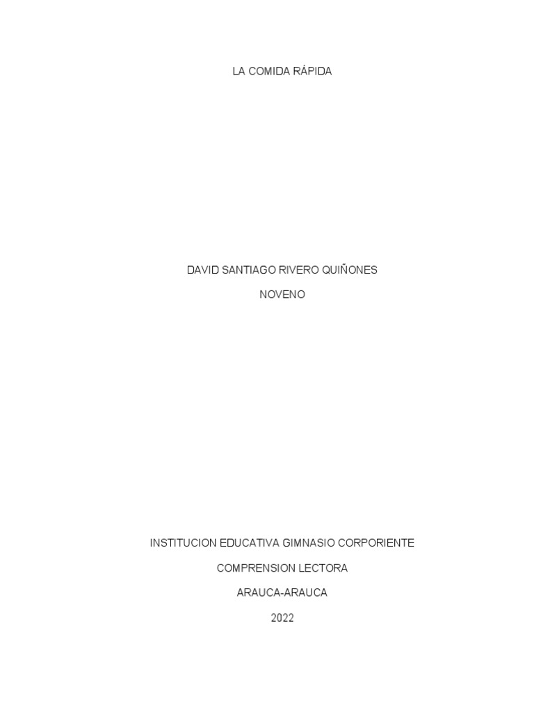 La Comida Rápida | PDF | Alimentos | Comida chatarra