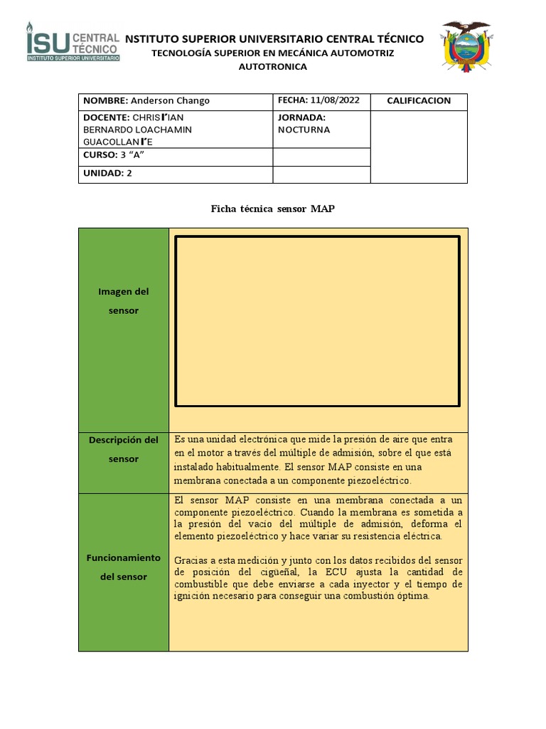 Ficha Tecnica Sensor MAP - Chango Anderson | PDF | Piezoelectricidad ...