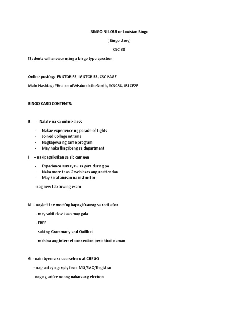 Louisian Bingo | PDF