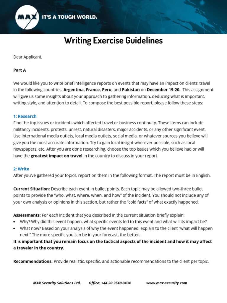 MAX - Tactical Team - Assignment | PDF