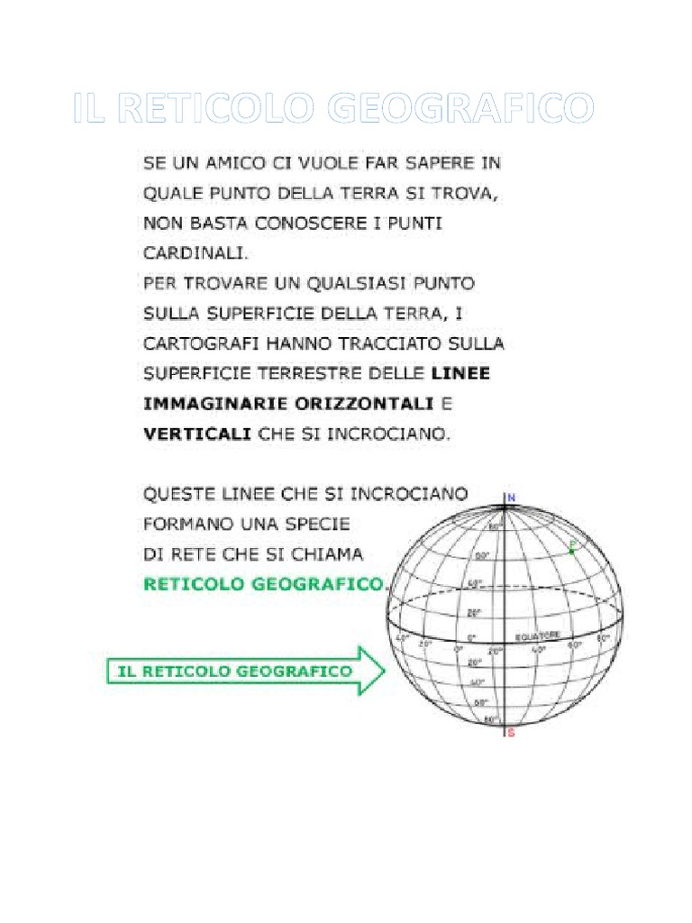 IL RETICOLO GEOGRAFICO (Classe IV) | PDF