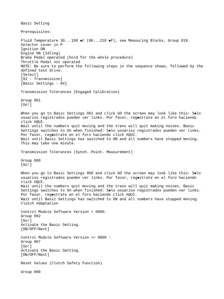 Ajuste Basico Embragues DSG | PDF | Mechanical Engineering | Transportation Engineering