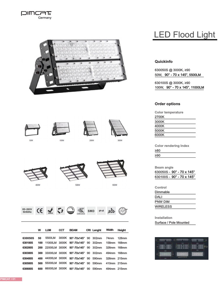 Pimcat Led Flood Light | PDF | Lighting | Physical Sciences