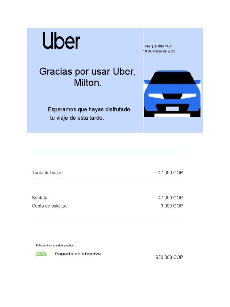 Recibo Tarde Uber | PDF