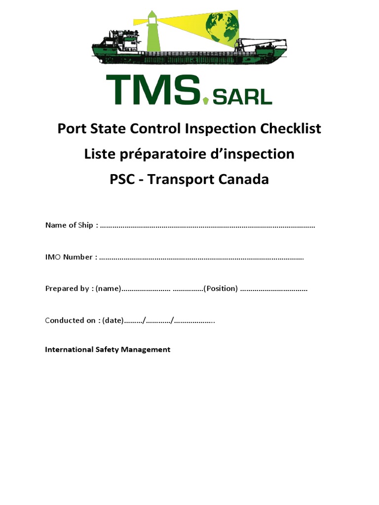 Port State Control Inspection Checklist - SafetyCulture PDF | PDF
