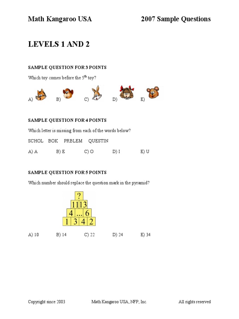 2007 MK Sample Questions Rev 2022 | PDF | Mathematics