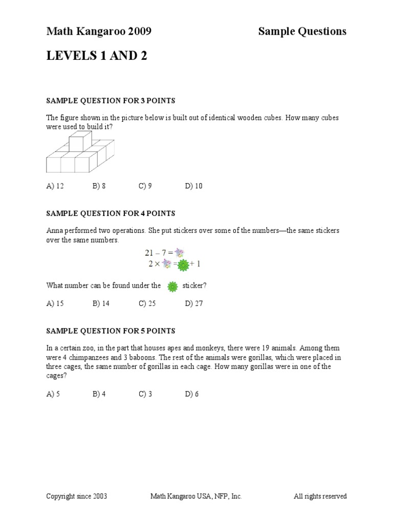 2009 MK Sample Questions Rev 2022 | PDF | Monkey | Ape