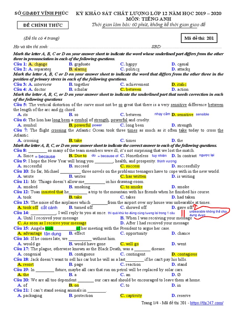2 - Screenshared - De-Khao-Sat-Chat-Luong-Tieng-Anh-12-Nam-Hoc-2019-2020-So-Gddt-Vinh-Phuc-Pages ...