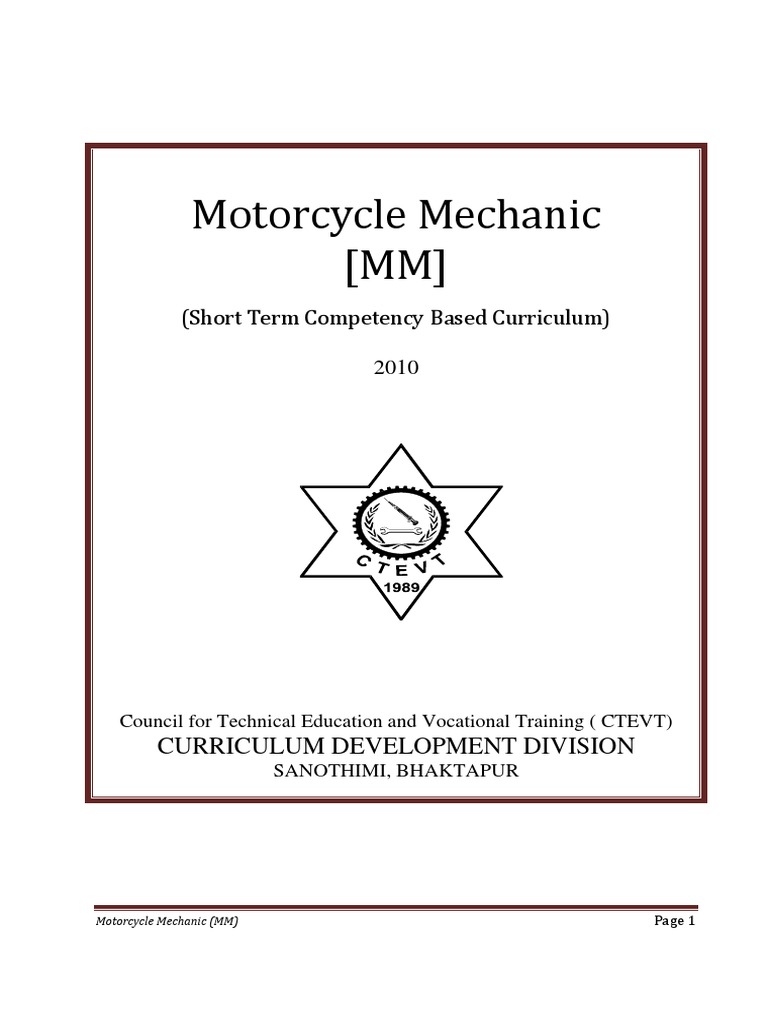 Motorcycle Mechanic Curriculum Overview | PDF | Motorcycle | Curriculum