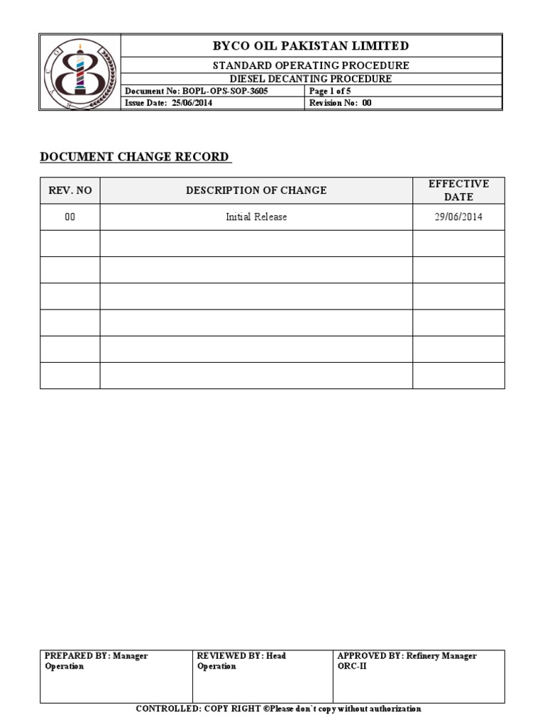 3605 - SOP of Diesel Decating | PDF | Oil Refinery | Diesel Fuel