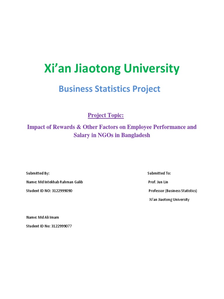 Business Statistics Final Project From Galib & Imam PDF | PDF | Coefficient Of Determination ...