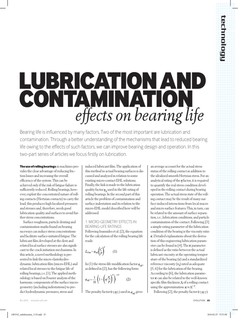 Artigo-Lubrication and Contamination Effects On Bearing Life (SKF) PDF ...