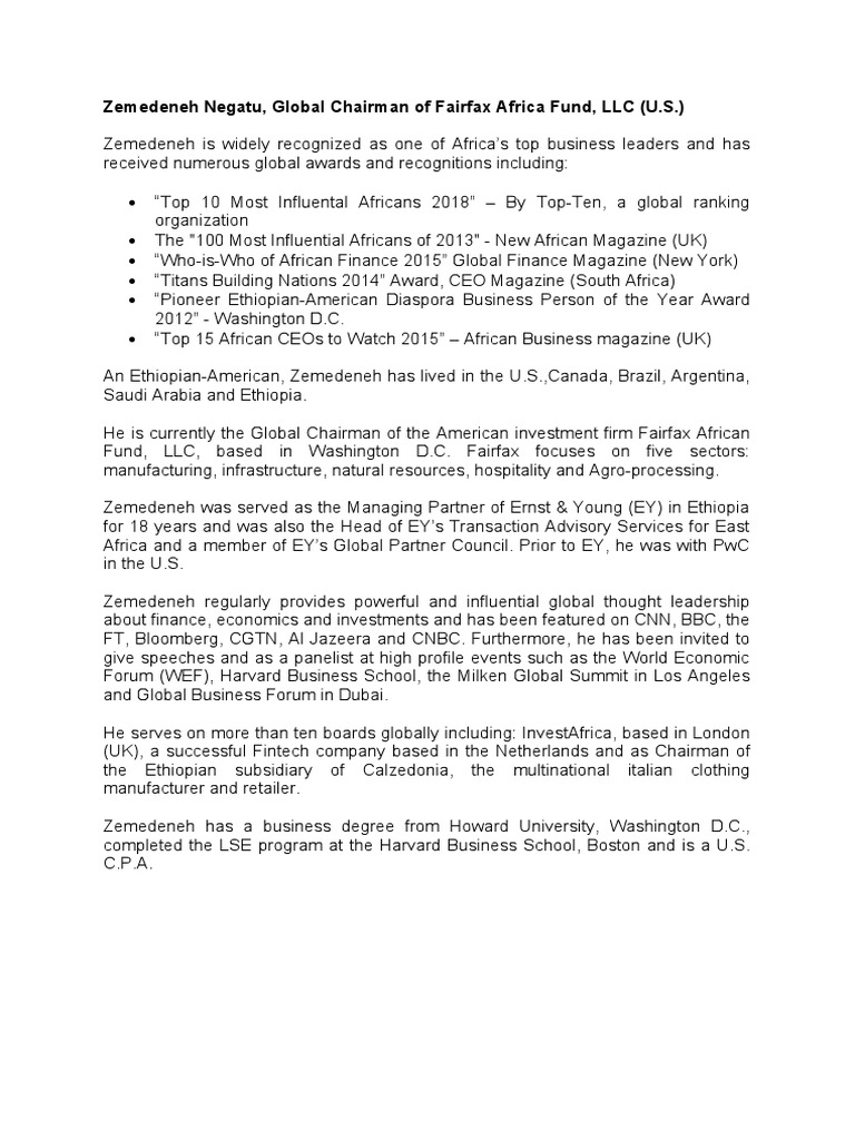 Zemedeneh Negatu Profile Apr | PDF