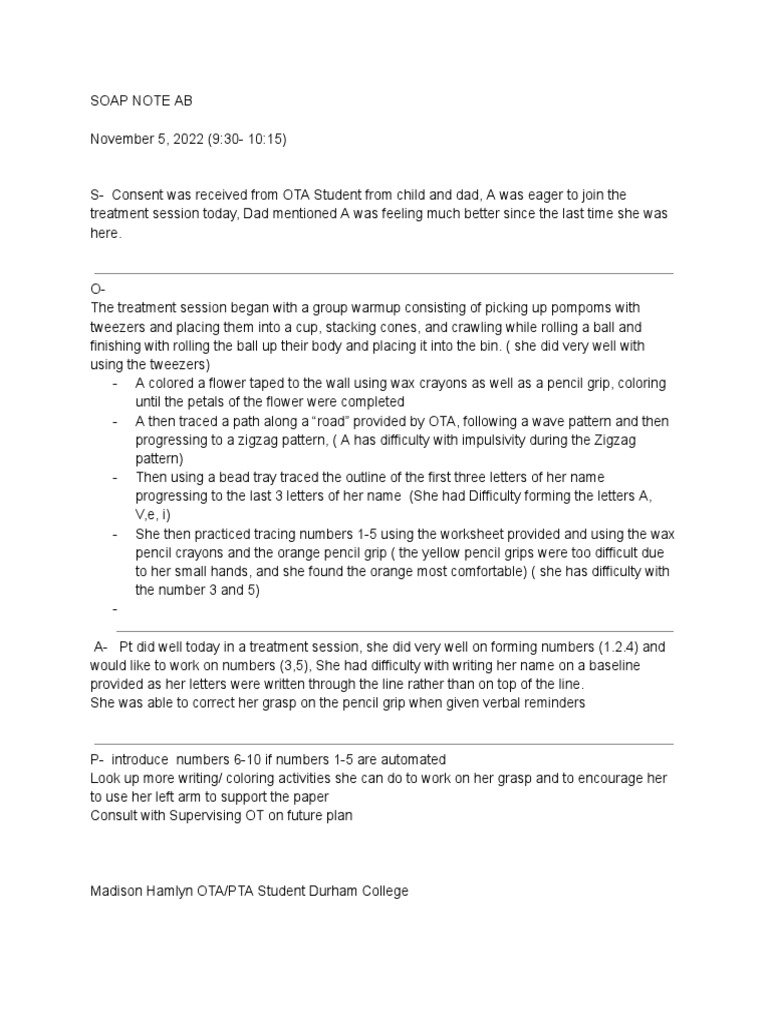 Soap Note Ab Nov 5 | PDF