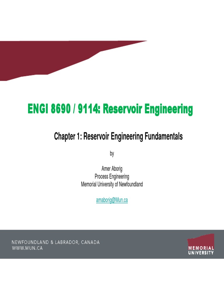 Chapter 1 - Reservoir Engineering Fundamentals-W2019 - D2L PDF | PDF ...