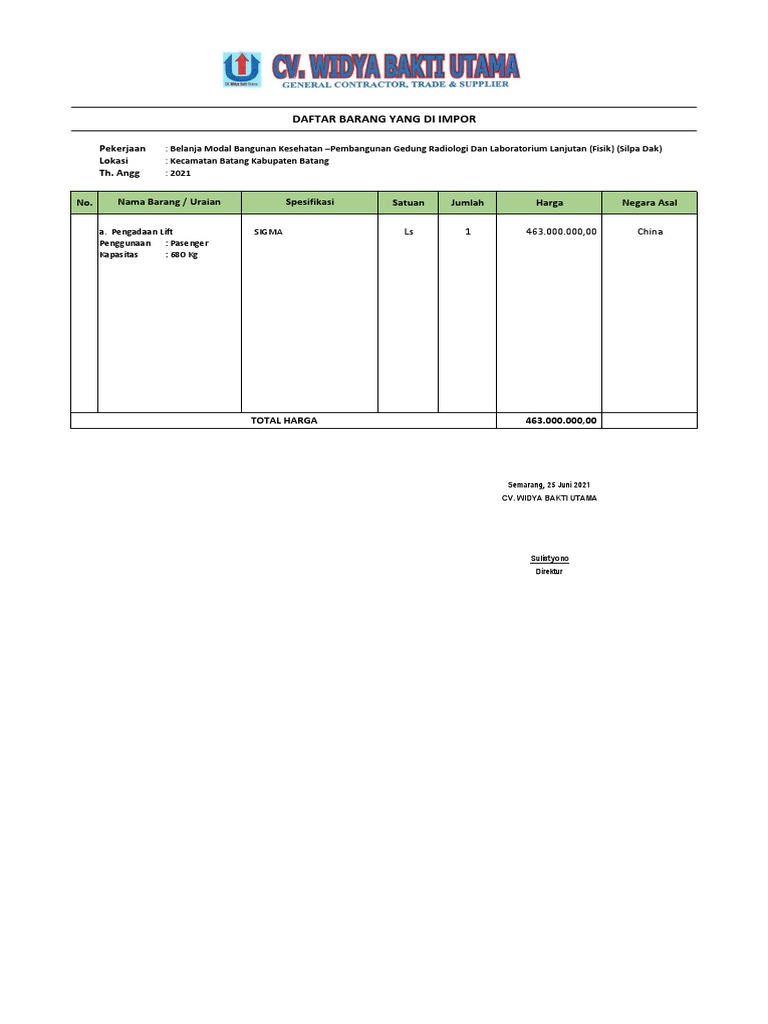 Daftar Barang Impor | PDF