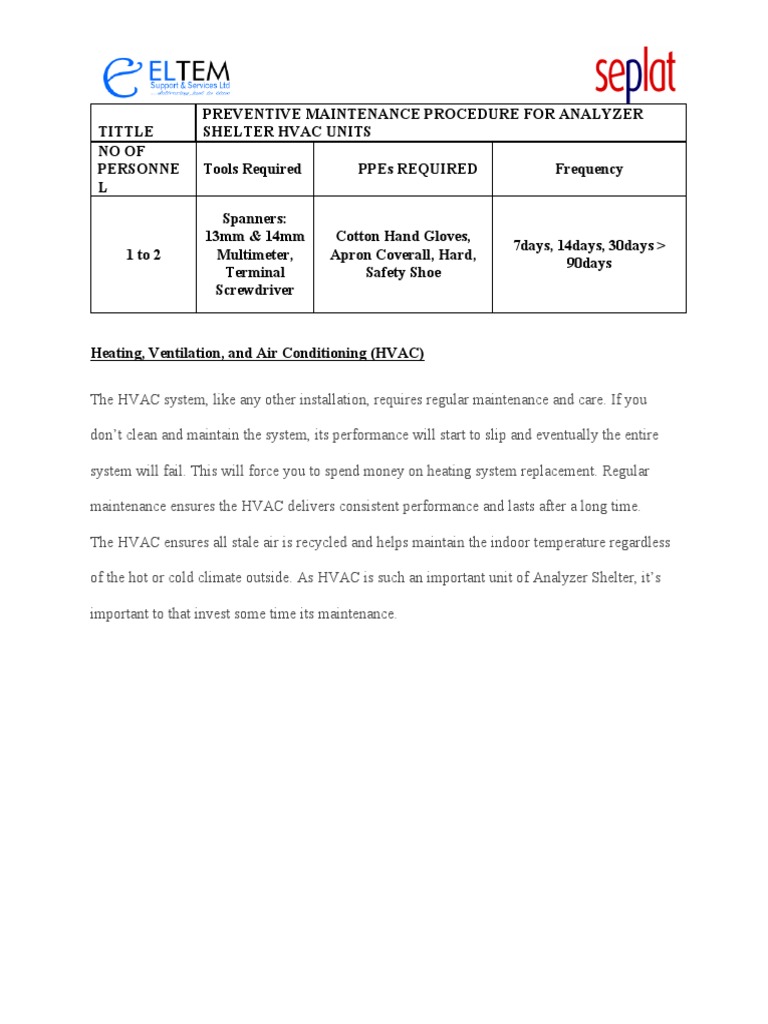 Hvac Maintenance Checklist | PDF | Thermostat | Physical Sciences