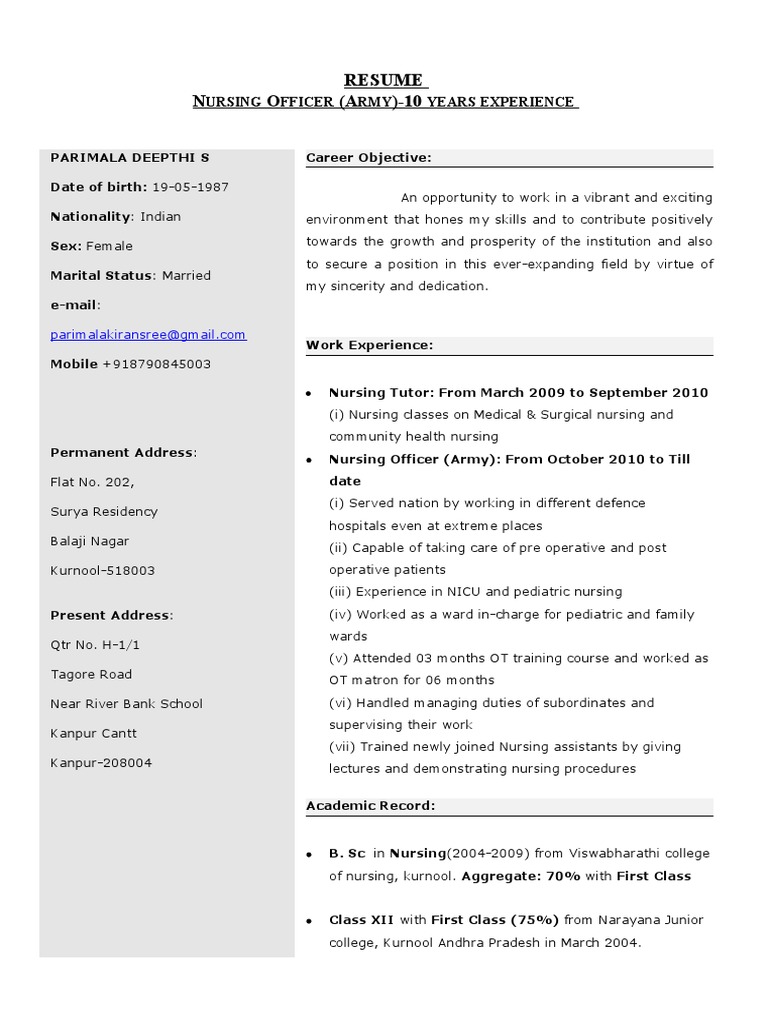 Resume-Parimala Deepthi | PDF | Nursing | Medicine