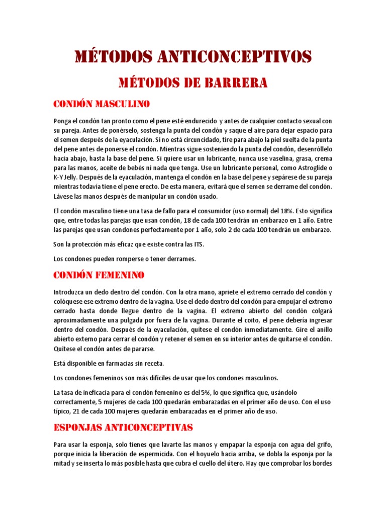Métodos anticonceptivos | PDF | Control de la natalidad | Condón