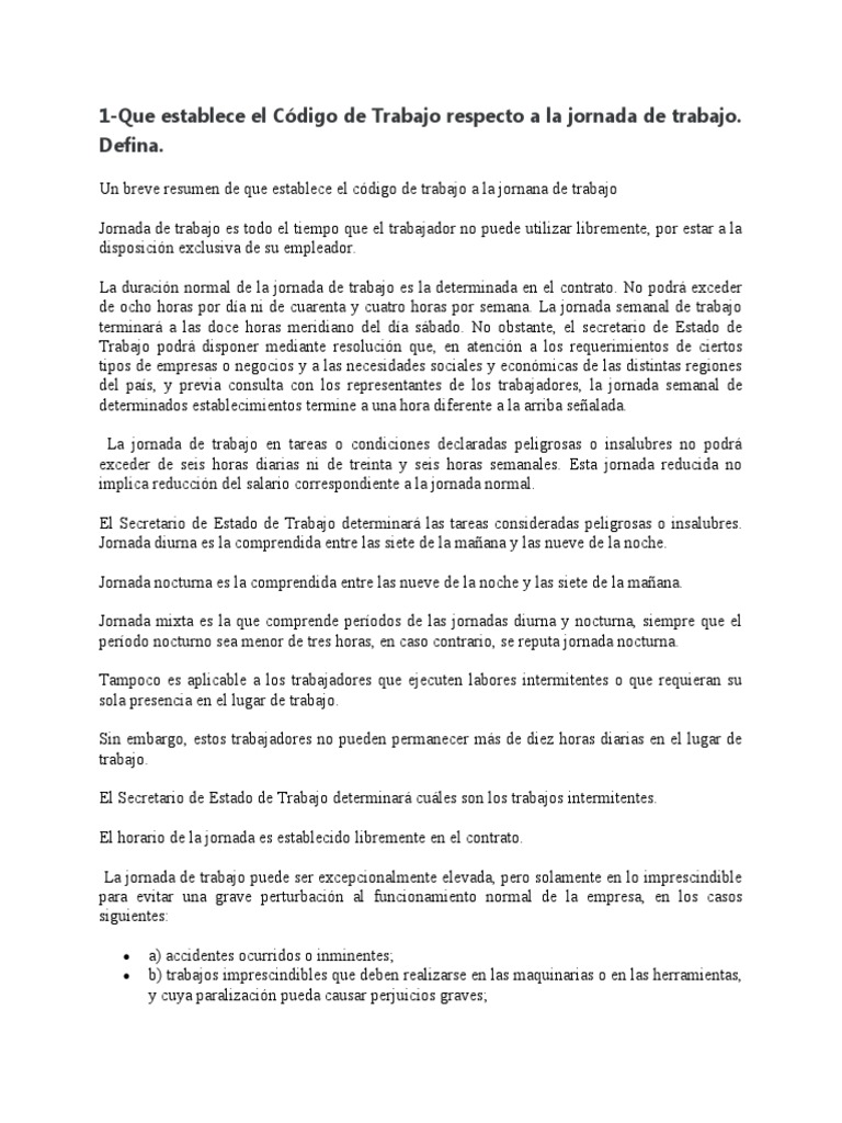 Codigo Laboral | PDF | Tiempo de trabajo