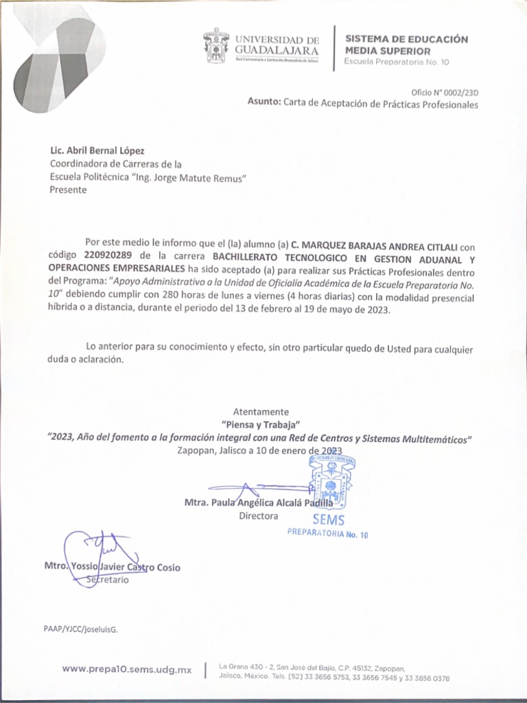 Carta de Aceptación | PDF