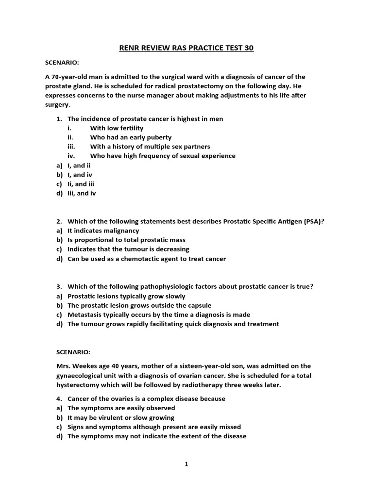 Medical Exam Prep: Cancer & Health | PDF | Prostate Cancer | Ovarian Cancer