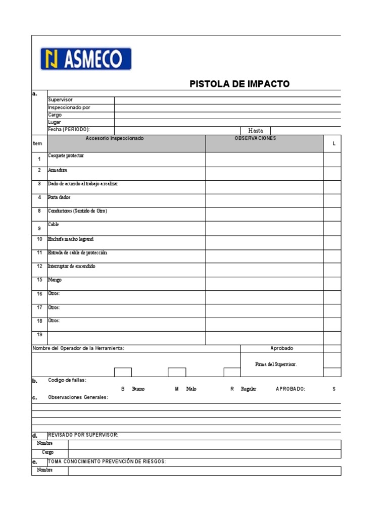 Pistola de Impacto Check List | PDF