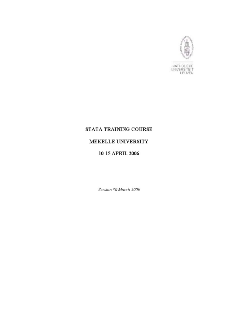 Stata Training Course | PDF | Regression Analysis | Logistic Regression