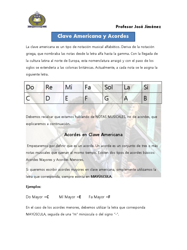 Notación y Acordes en Clave Americana | PDF