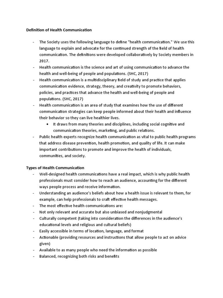 Definition of Health Communication | Download Free PDF | Behavior ...