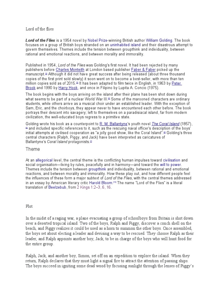 Lord of The Flies Plot | PDF