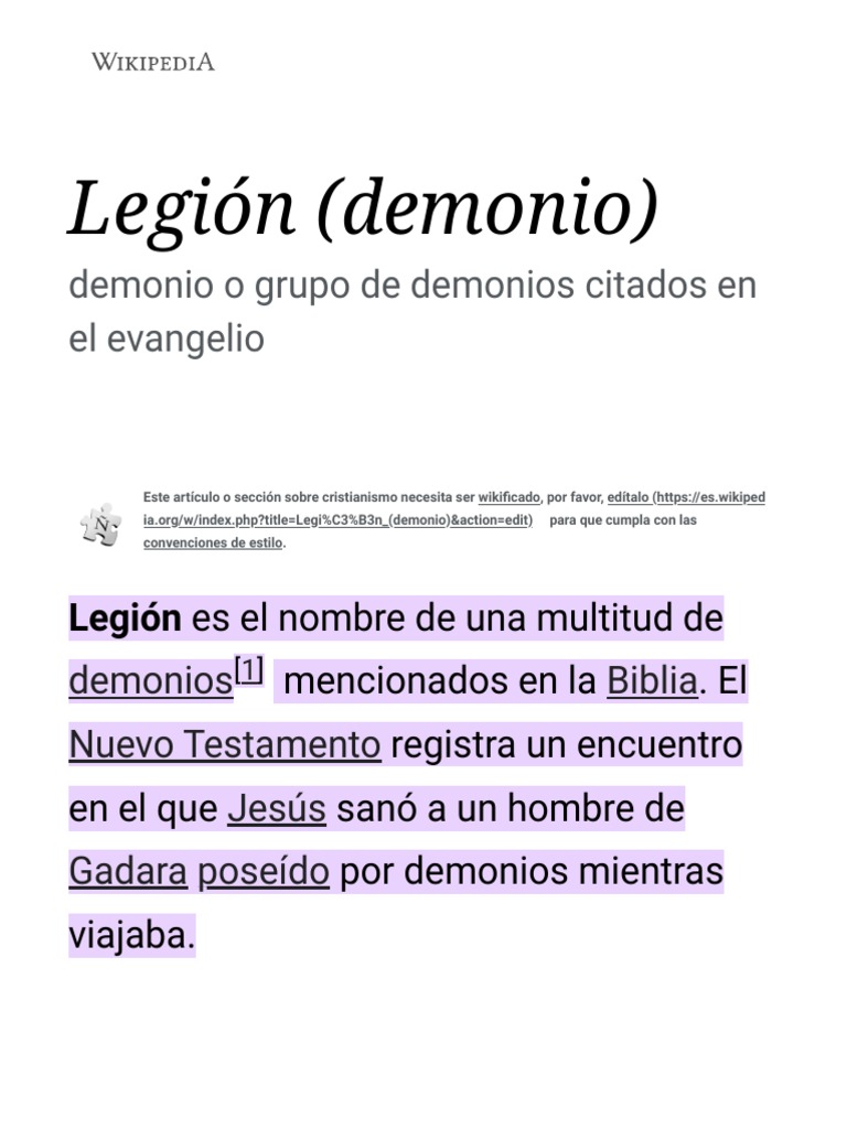Legión (Demonio) - Wikipedia, La Enciclopedia Libre PDF | PDF ...