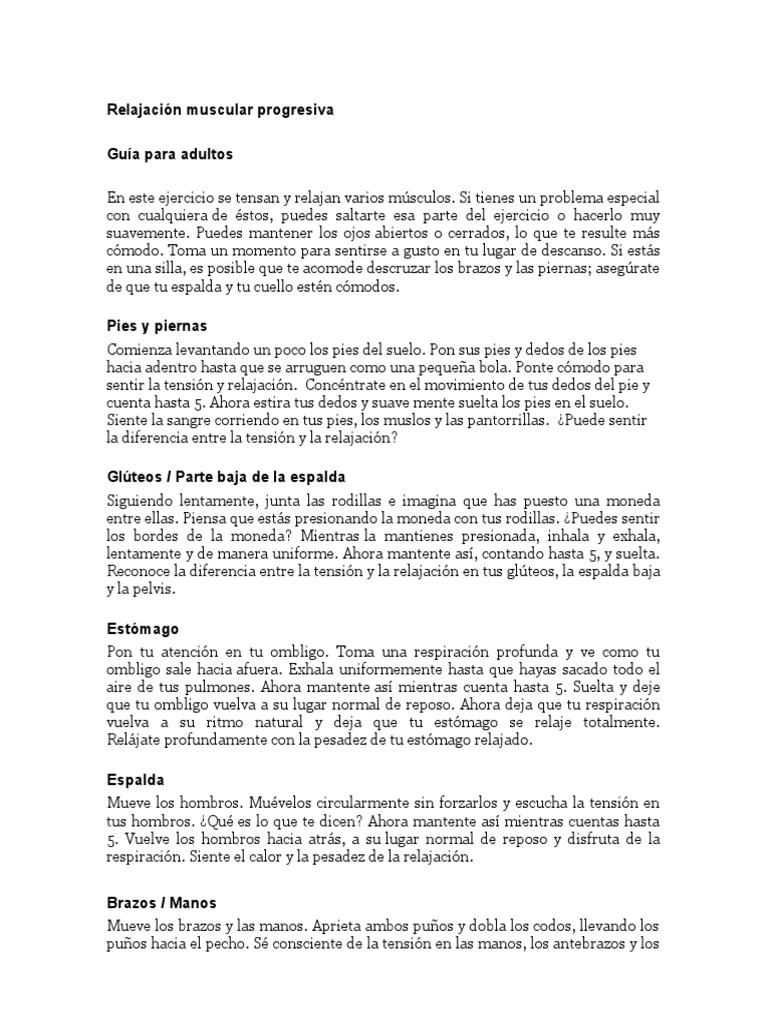 Relajación Muscular Progresiva - Jermaín Ojeda | PDF | Pensamiento ... Relajación Muscular Progresiva - Jermaín Ojeda | PDF | Pensamiento ...