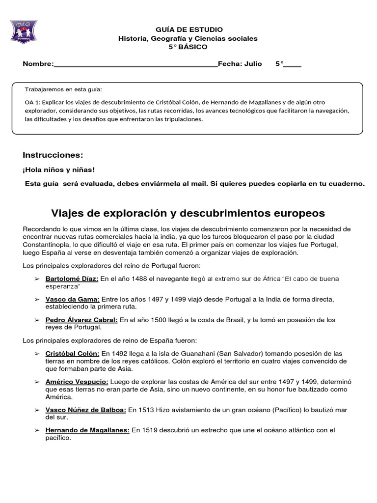 Guía Historia Evaluada 5° Básico 31-07 | PDF